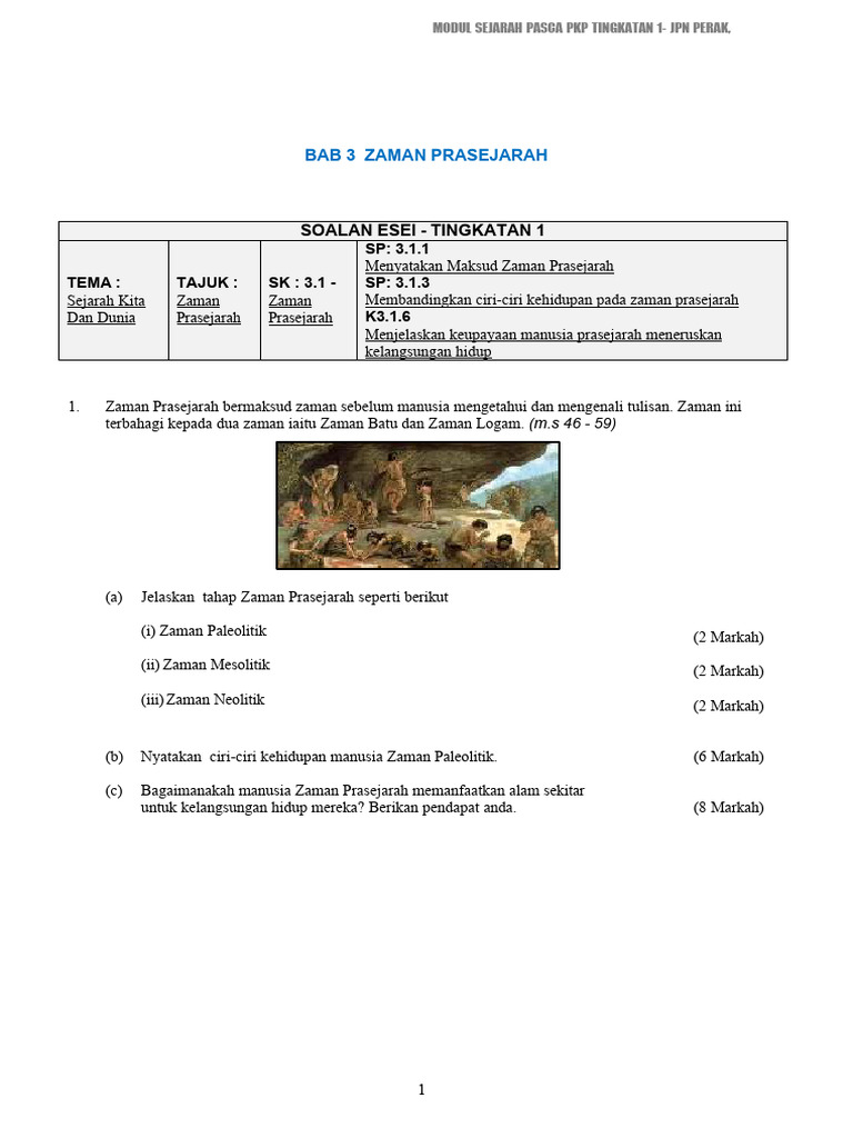171 Esei Tingkatan 1-17-23 Sejarah Tingkatan 1 | PDF
