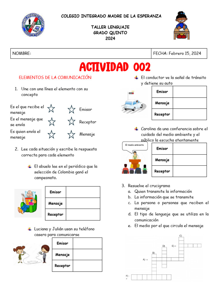 Actividad 002 Español Quinto | PDF | Comunicación | Telecomunicaciones