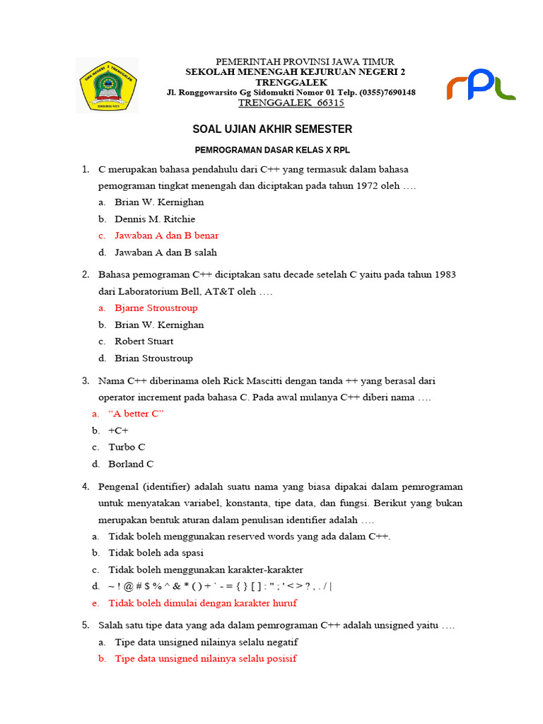 Soal UAS | PDF | Metode & Bahan Ajar | Komputer