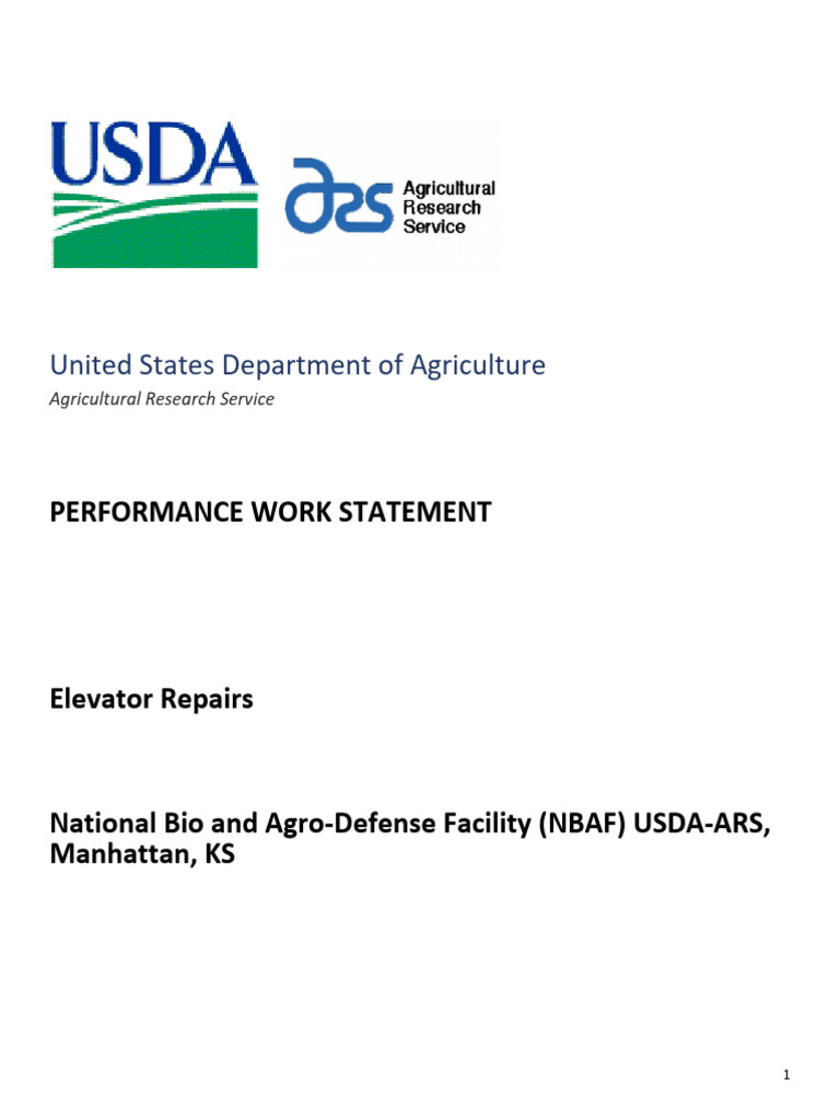 Attachment 1 Performance Work Statement Elevator Repairs | PDF ...