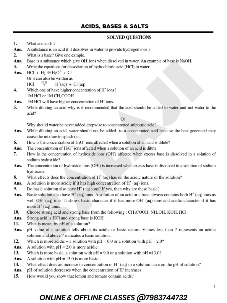 X Class Acid Bsae Salt | PDF | Sodium Carbonate | Hydroxide