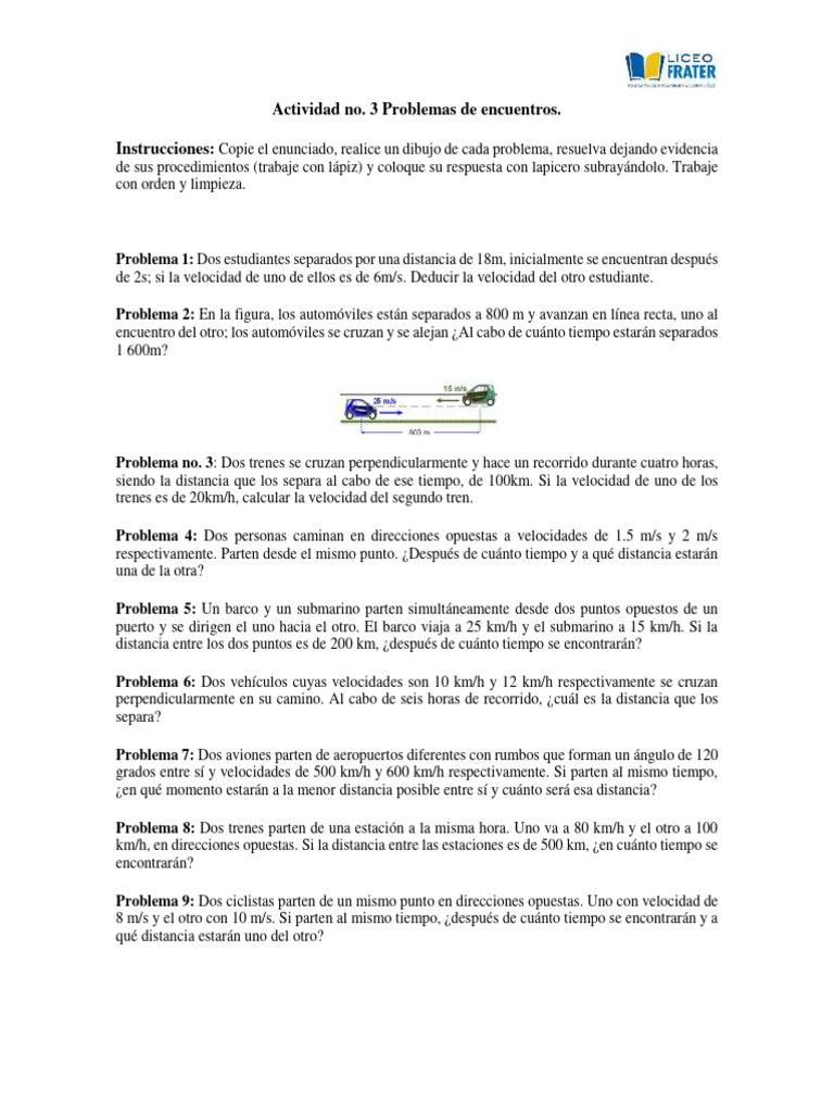 Acti. 3 Problemas de Encuentros | PDF | Ciencia y matemáticas | Tecnología