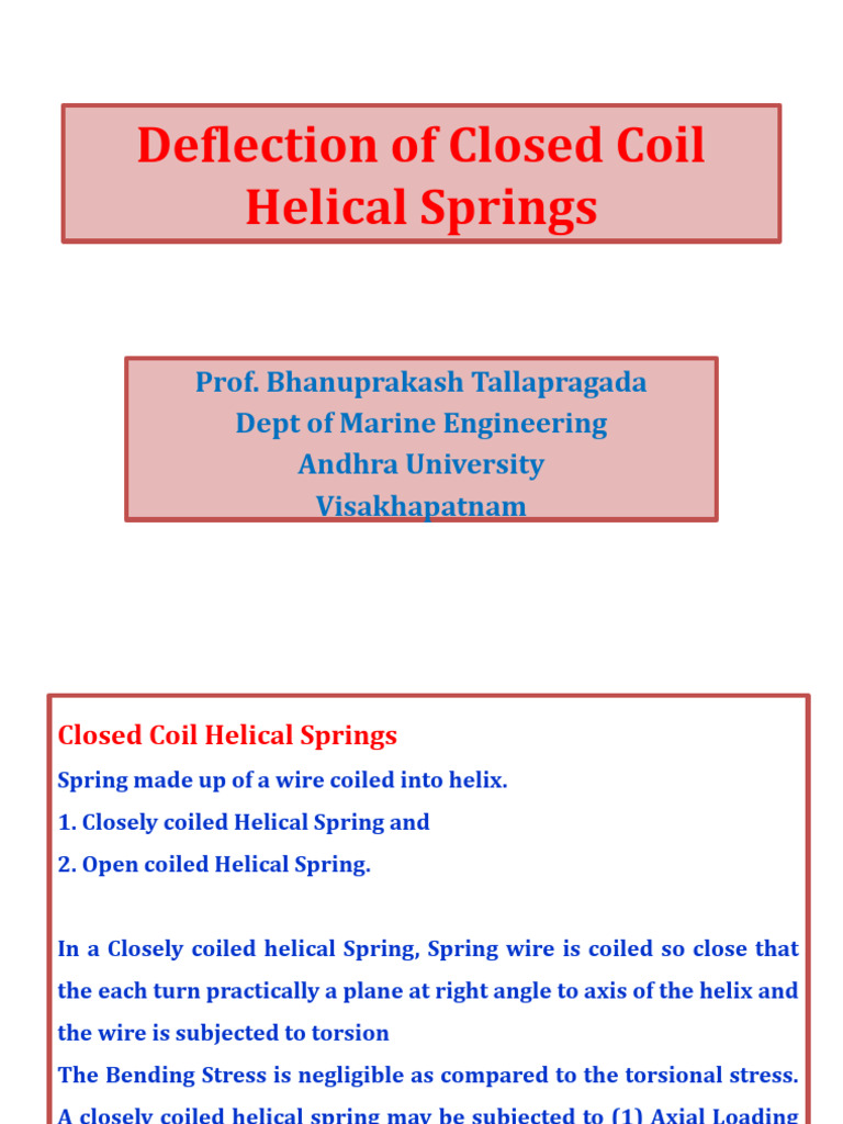 SOM Lecture 12 Springs | PDF | Helix | Bending