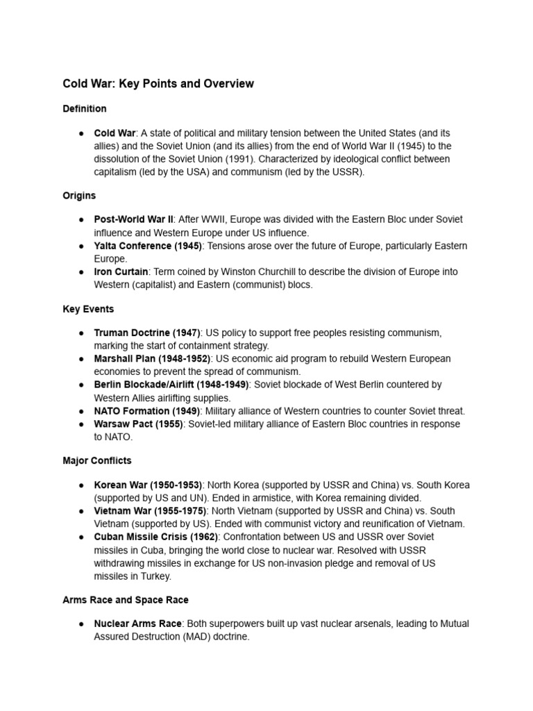 Cold War Overview: Key Events & Impact | PDF | Cold War | Soviet Union