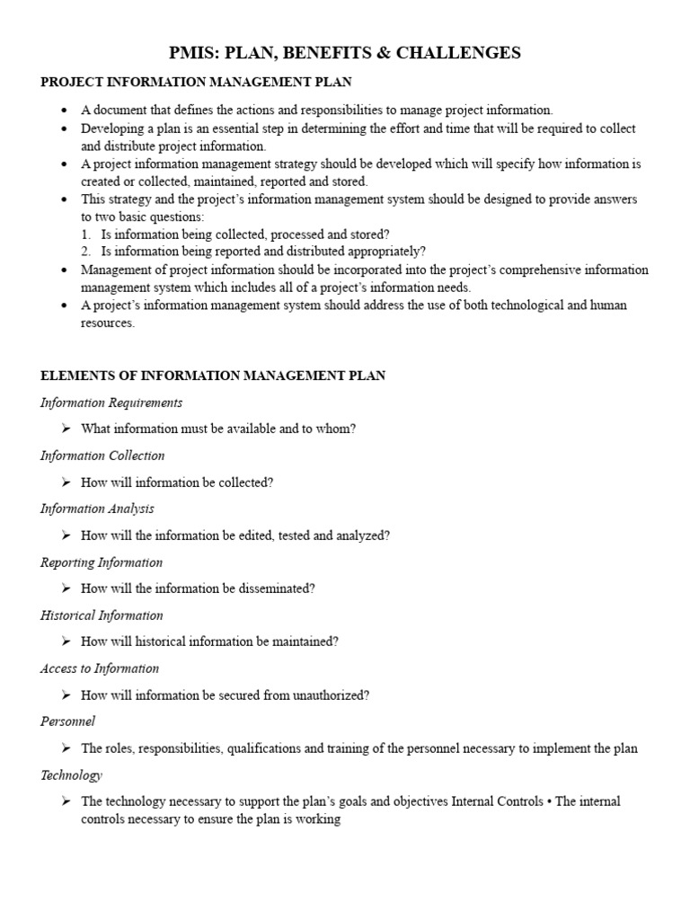 CE175-3C5 PMIS - Plan, Benefits & Challenges Part 1-2 | PDF ... CE175-3C5 PMIS - Plan, Benefits & Challenges Part 1-2 | PDF ...