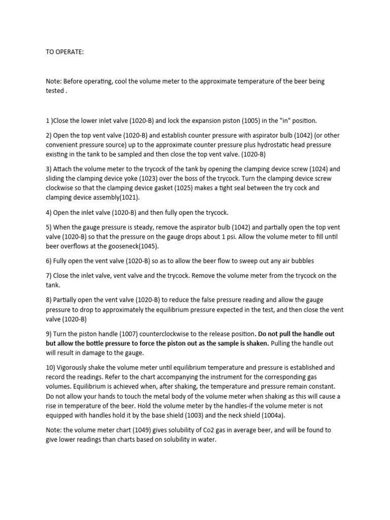 Zahm Operation Instructions | PDF | Valve | Pressure