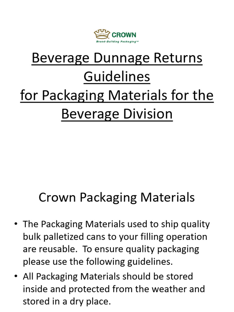 Beverage Packaging Returns Guidelines 2017 2.0 | PDF | Pallet ...