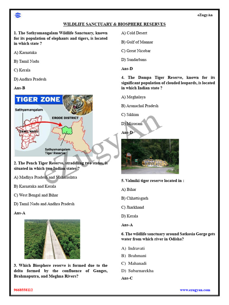 Wildlife Sanctuary & Biosphere Reserves | PDF | Wildlife
