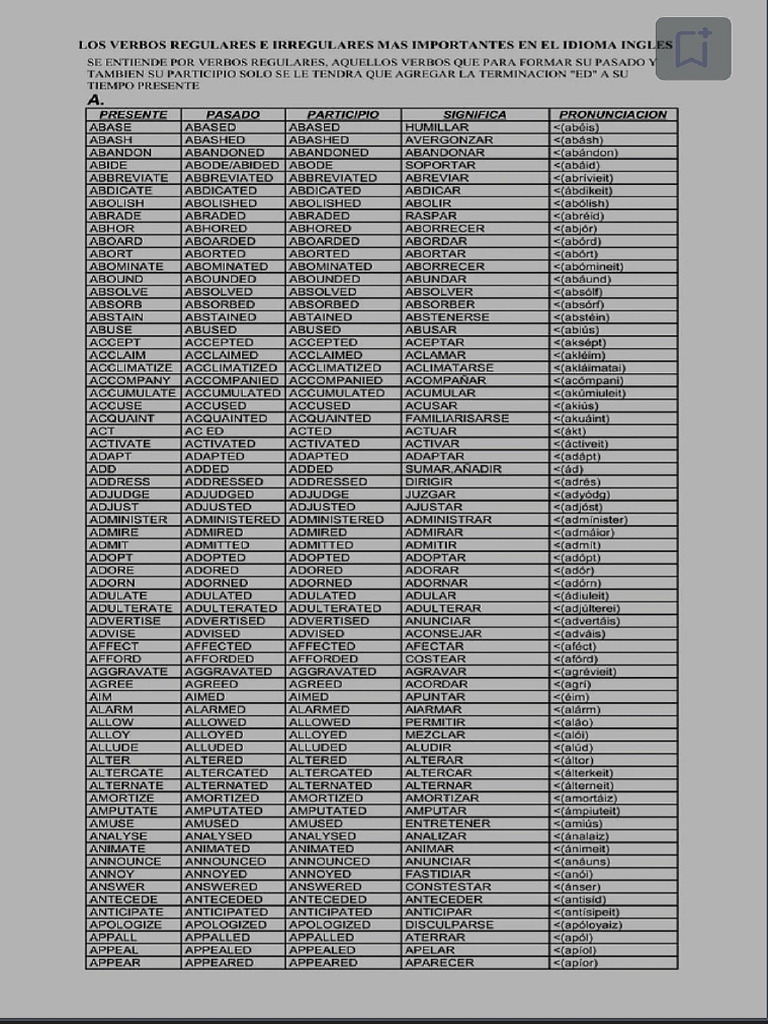 500 Verbos En Ingles Y Español 1 Pdf