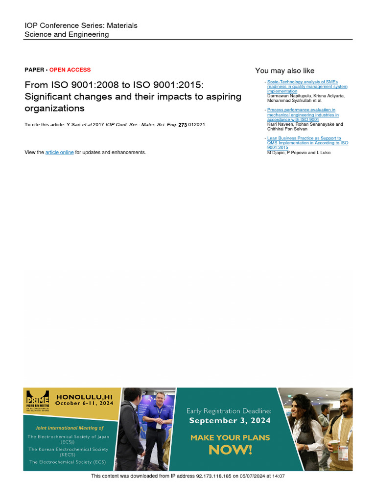 Sari 2017 IOP Conf. Ser. Mater. Sci. Eng. 273 012021 | PDF | Quality Management System ...