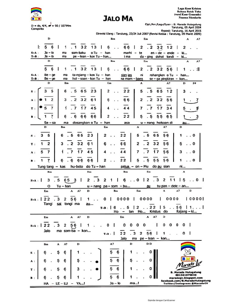 Koor Jalo Ma (Batak Toba) | PDF