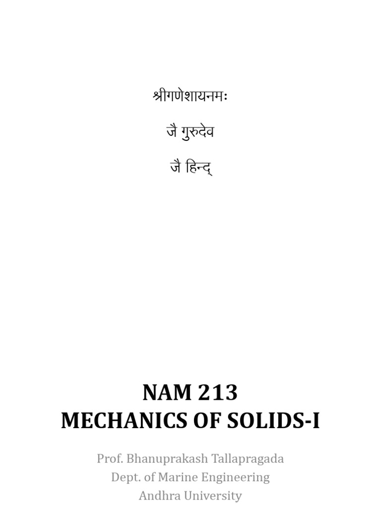 Prof TVKB SOM Lecture 01 Introduction | PDF | Deformation (Engineering ... Prof TVKB SOM Lecture 01 Introduction | PDF | Deformation (Engineering ...