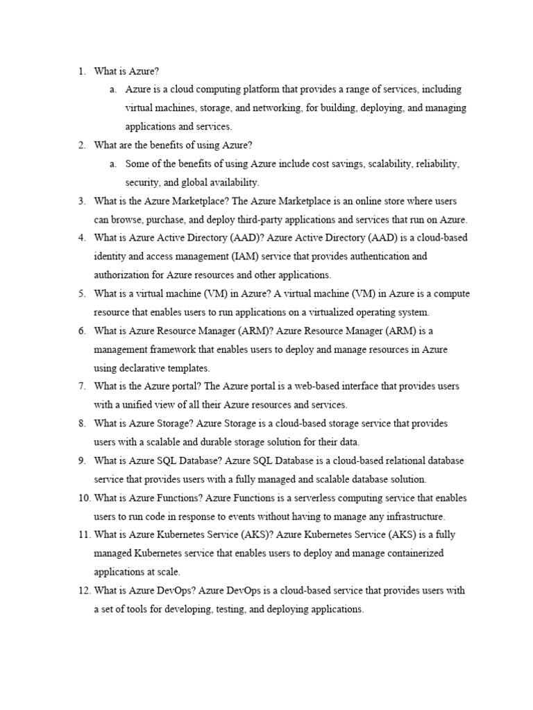 ChatGPT Generated Azure Interview Qs | PDF | Microsoft Azure | Cloud Computing