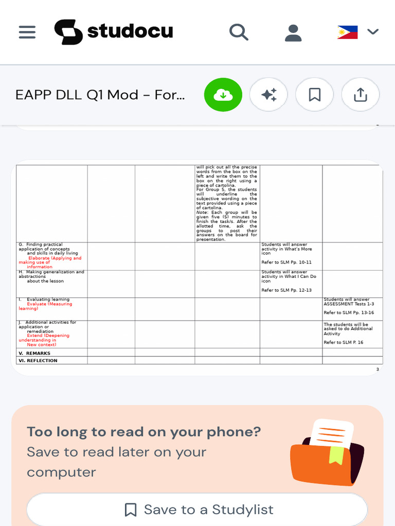 EAPP DLL Q1 Mod - For Teaching Purposes - DAILY L | PDF | Learning | Cognition
