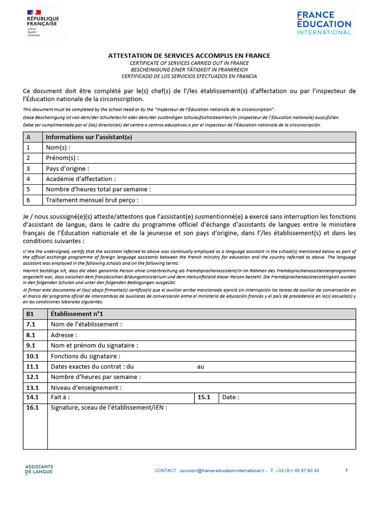 Attestation de services en France | PDF