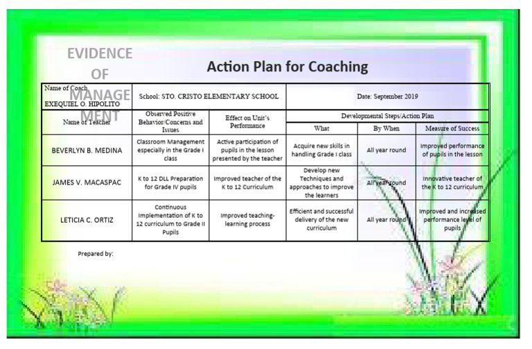 Action Plan For Coaching 3 | PDF | Teachers | Curriculum