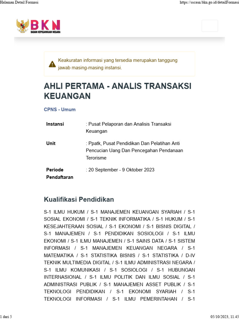 Halaman Detail Formasi | PDF