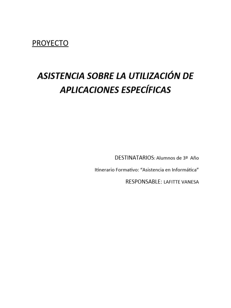 Proyecto Asistencia Sobre La Utilización De Ae Pdf Hoja De Cálculo