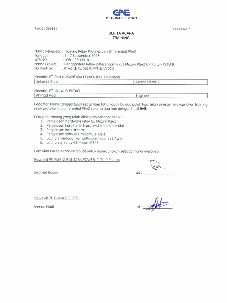 BA Training Line Diff Paiton 9 | PDF