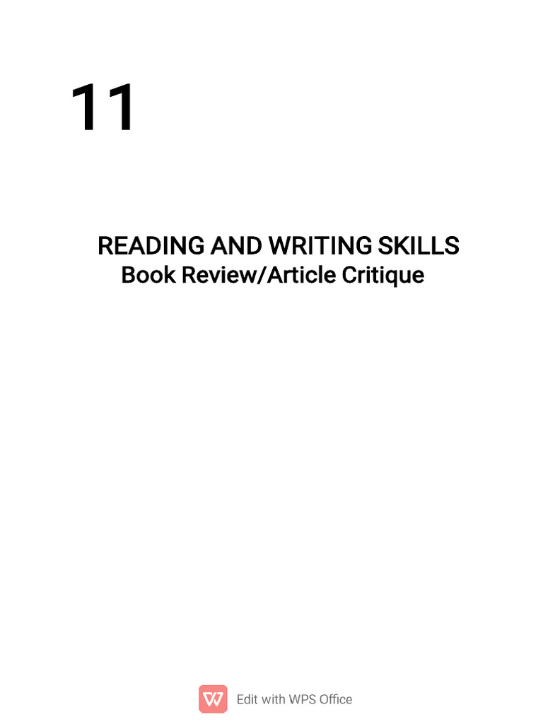 G11 SLM RWS Enhanced Book Critique | PDF | Distance Education | Learning