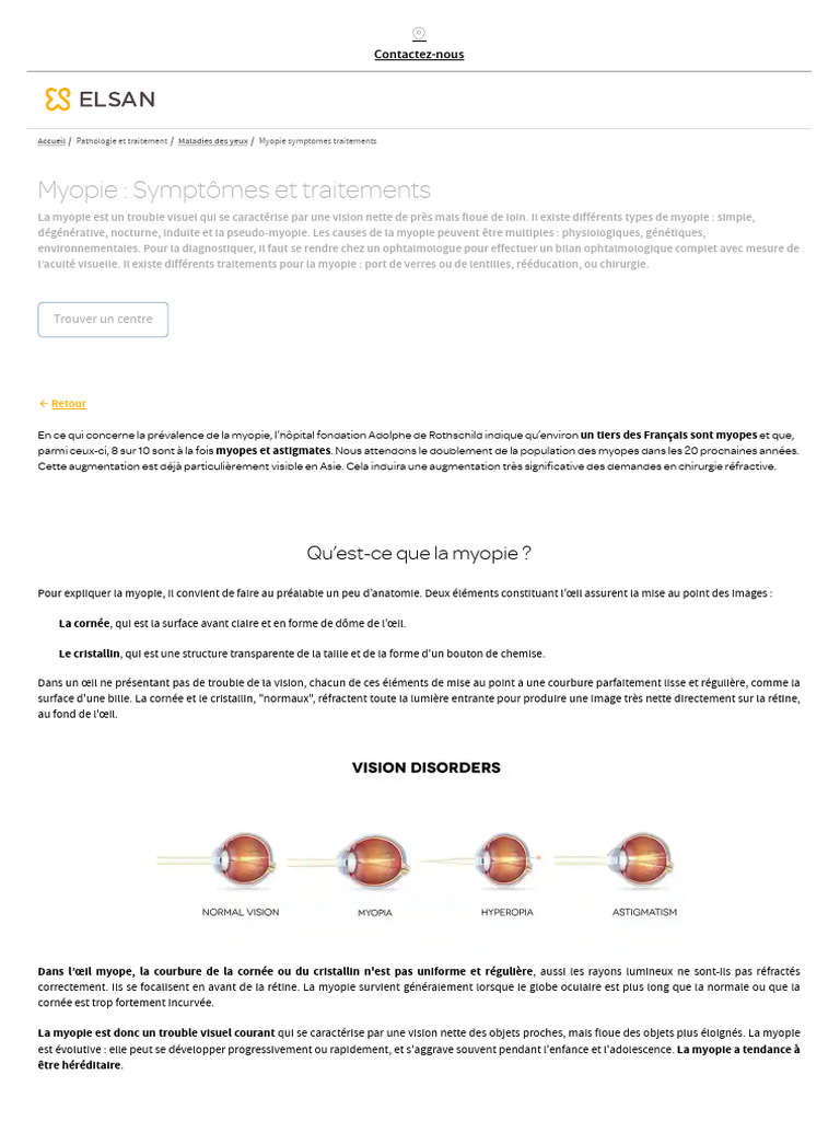 Myopie : Symptômes et Évolution | PDF | Myopie | Ophtalmologie