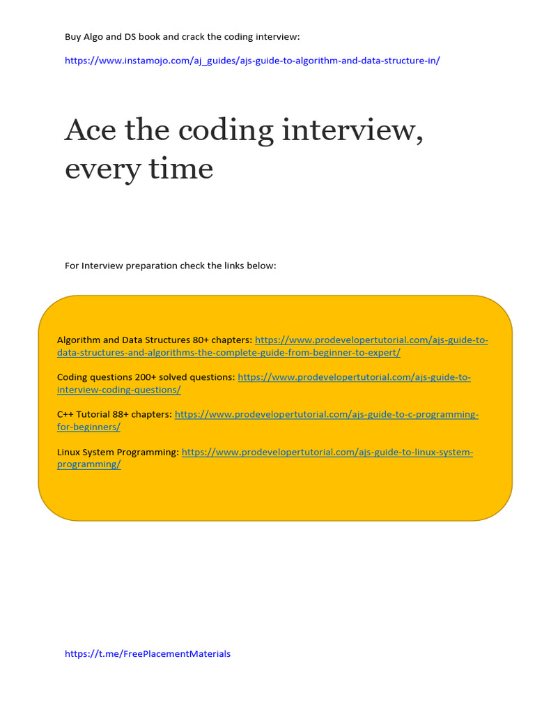 Ace The Coding Interview | PDF | Computer Science | Algorithms And Data Structures