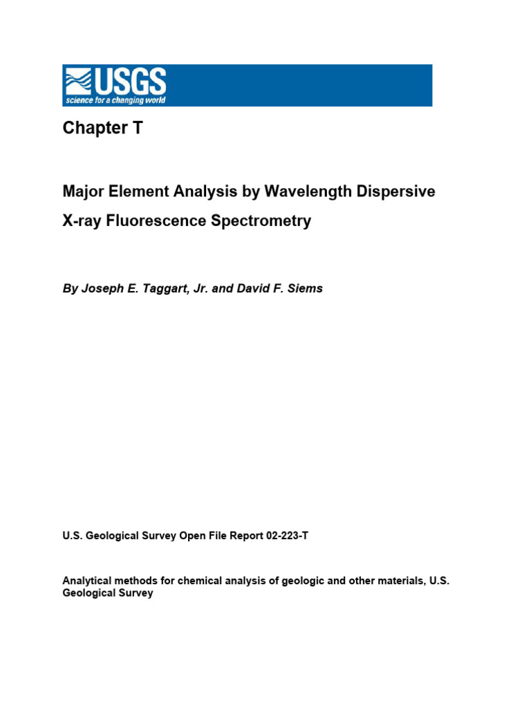 Major Element Analysis by Wavelength Dispersive X-Ray Fluorescence ...