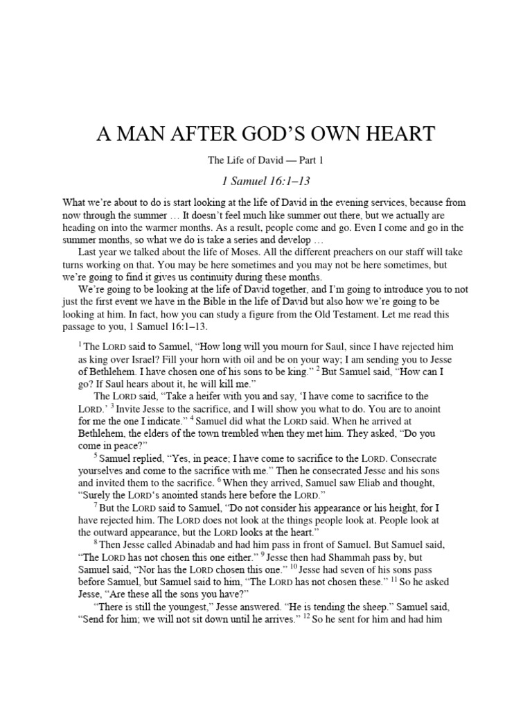 1 A Man After Gods Own Heart | PDF | Jesus | Samuel