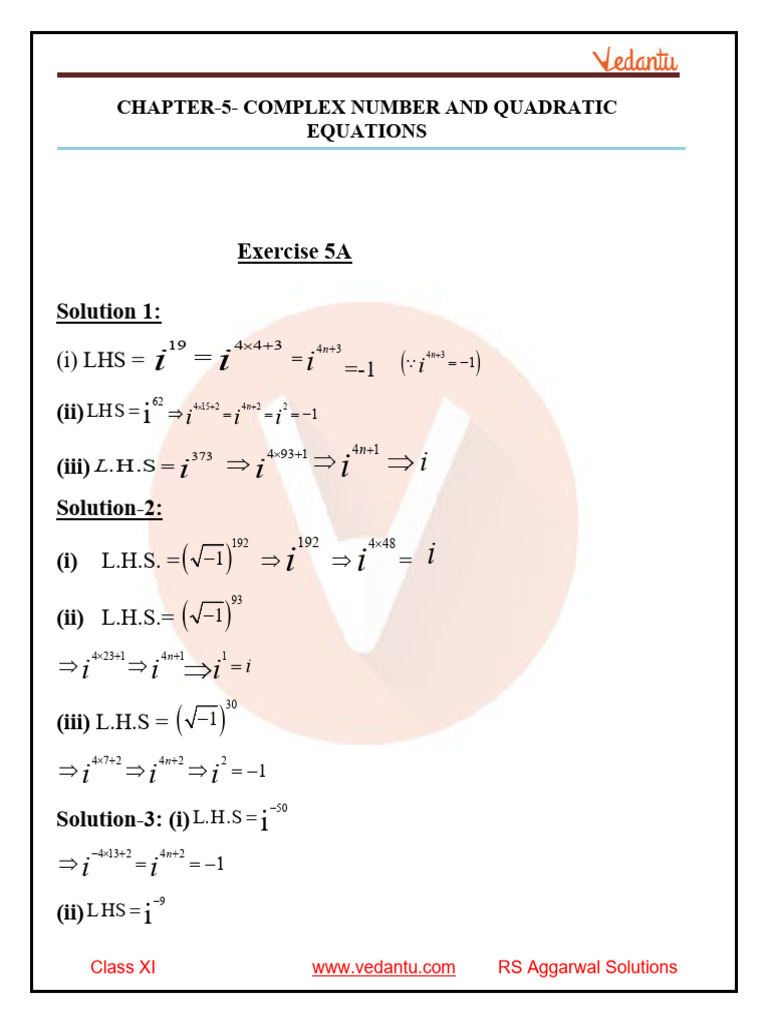 Class 11 Complex Numbers Solutions | PDF | Complex Number ...