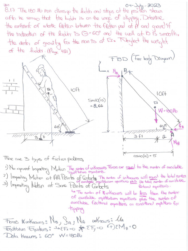 Hibbeler Engineering Mechanics Statics Chapter 8 P8-17 | PDF