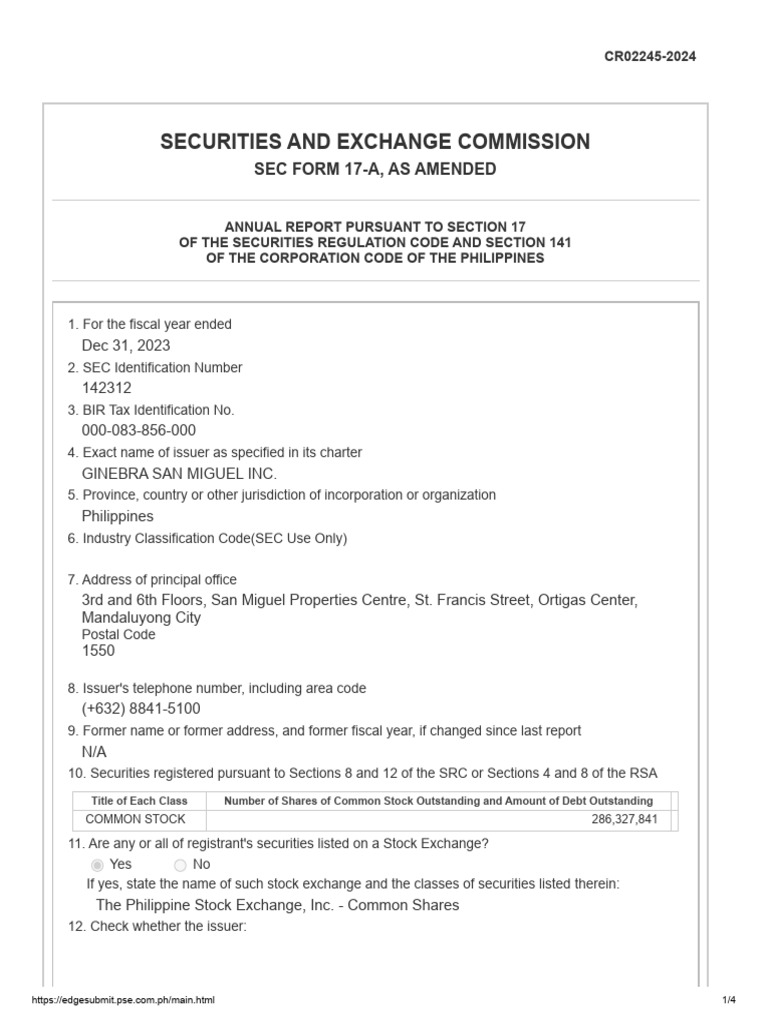 GSMI SEC FORM 17 A For The Fiscal Year Ended December 31 2023 With ...