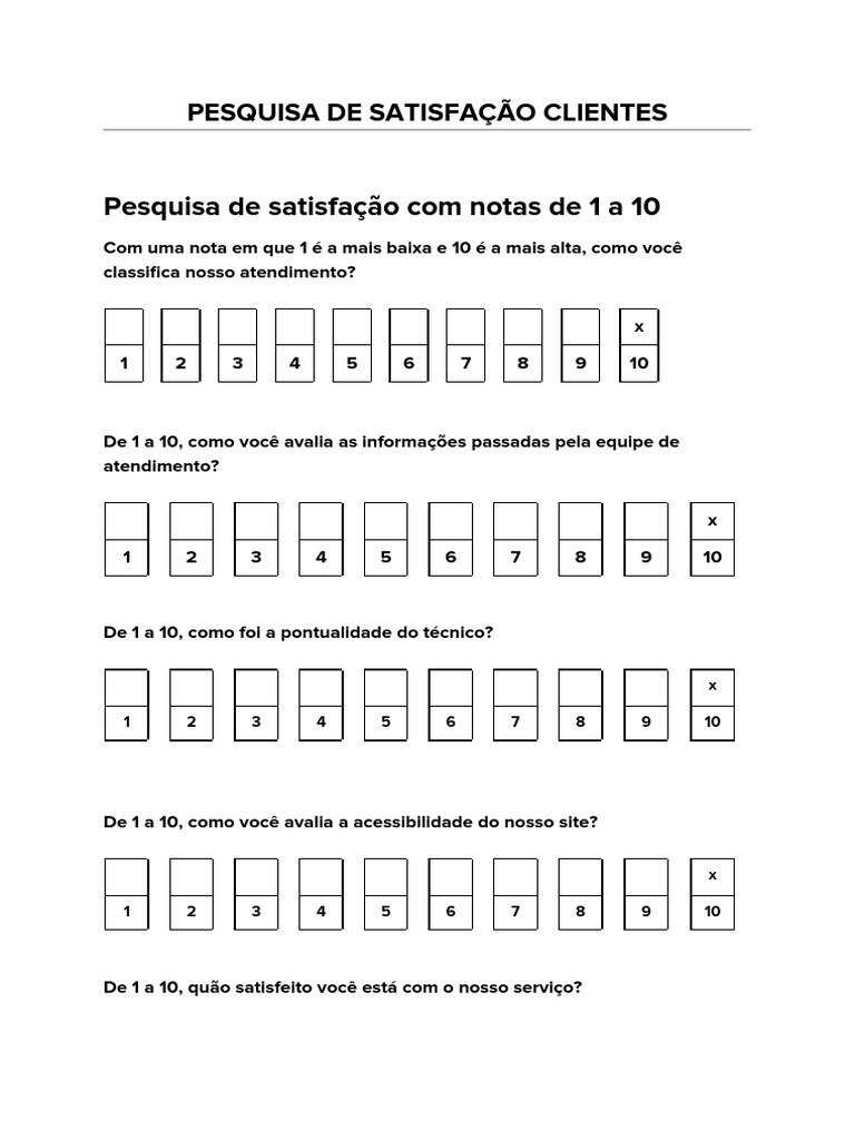 Modelo de Pesquisa de Satisfação - Com Notas | PDF