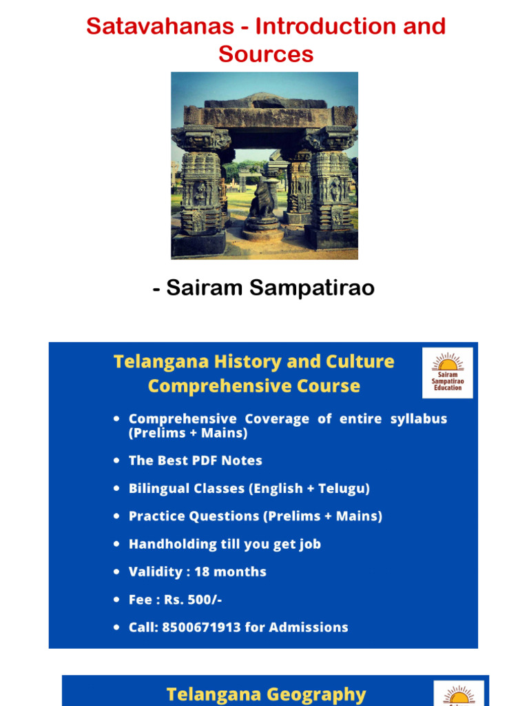 Satavahanas Introduction and Sources | PDF