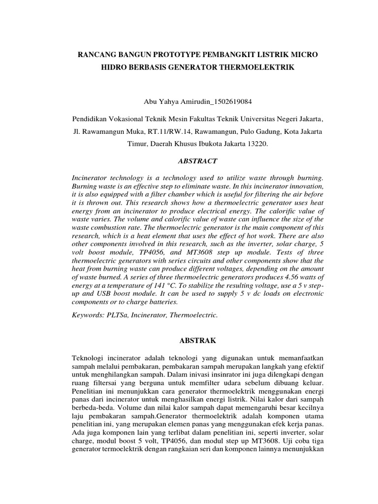 Rancang Bangun Prototype Pembangkit Listrik Berbasis Genertaor ...