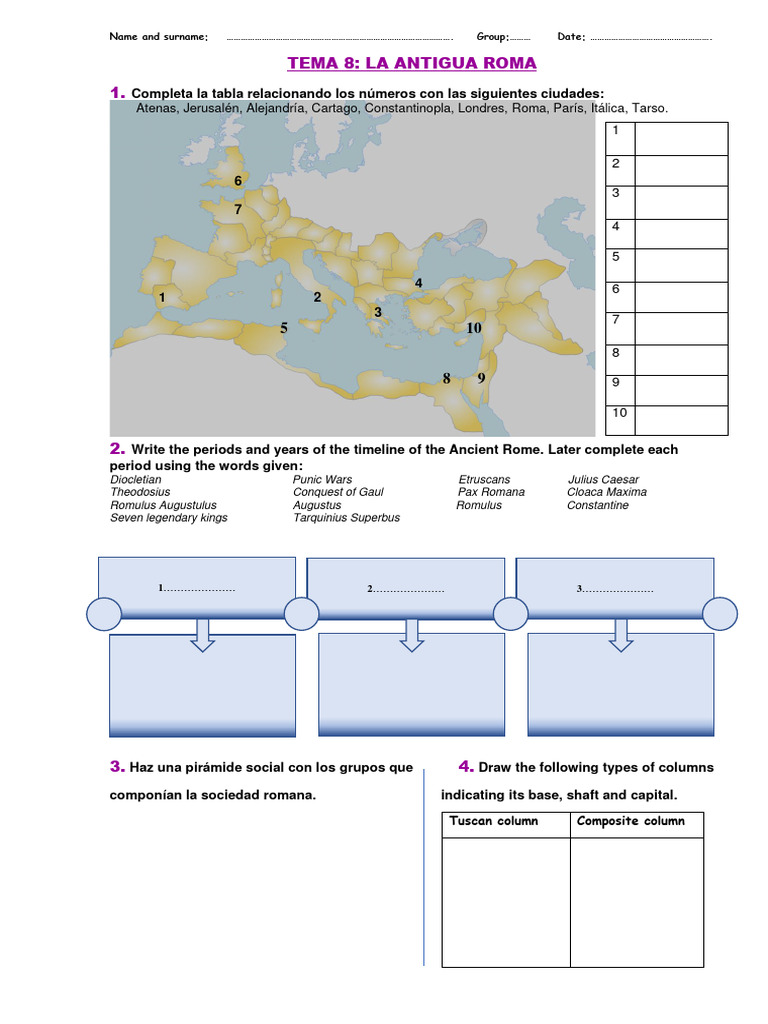 Worksheet UNIT8 ROME | PDF | Roman Republic | Ancient Rome