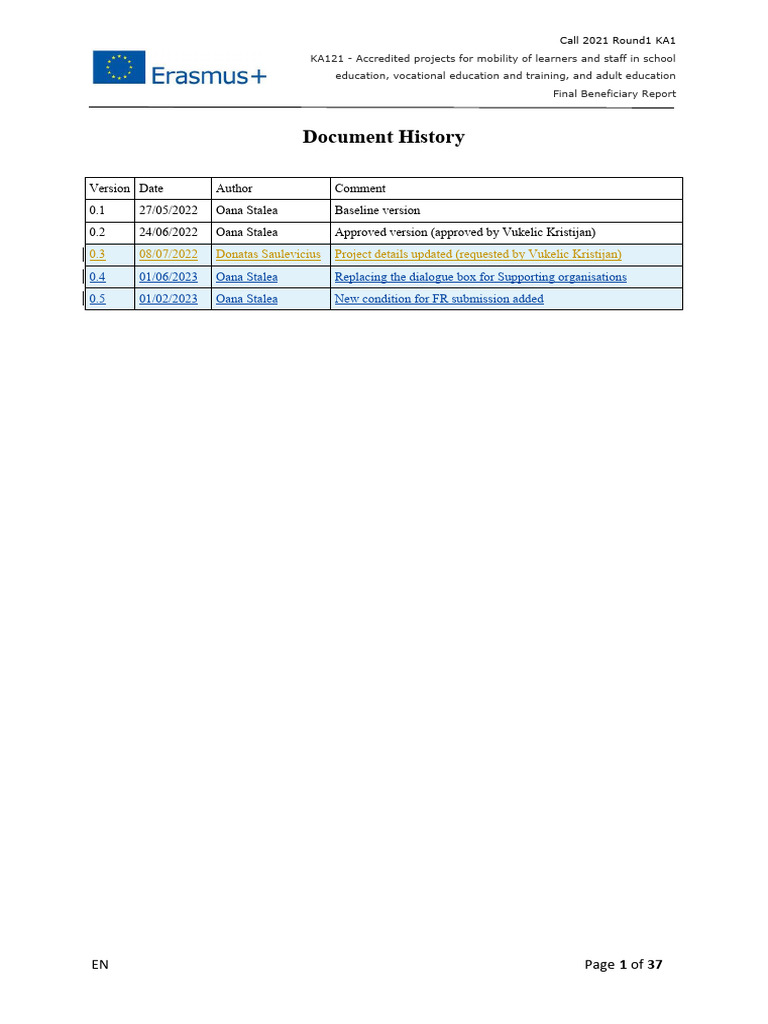 2021 KA121 Final Beneficiary Report Form - v3 | PDF | Evaluation ...