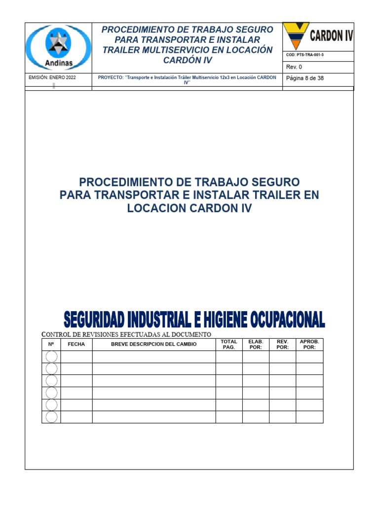 PTS Transporte e Instalacion de Trailer Multiservicio Cardon Iv | PDF ...