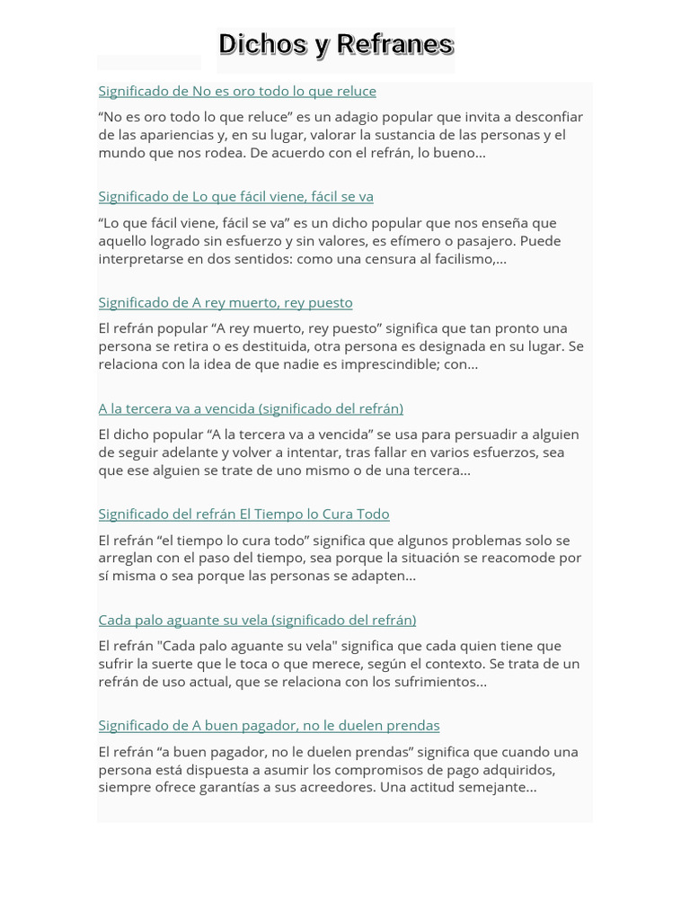 Significado de Dichos y Refranes | PDF | Amor | Pecado