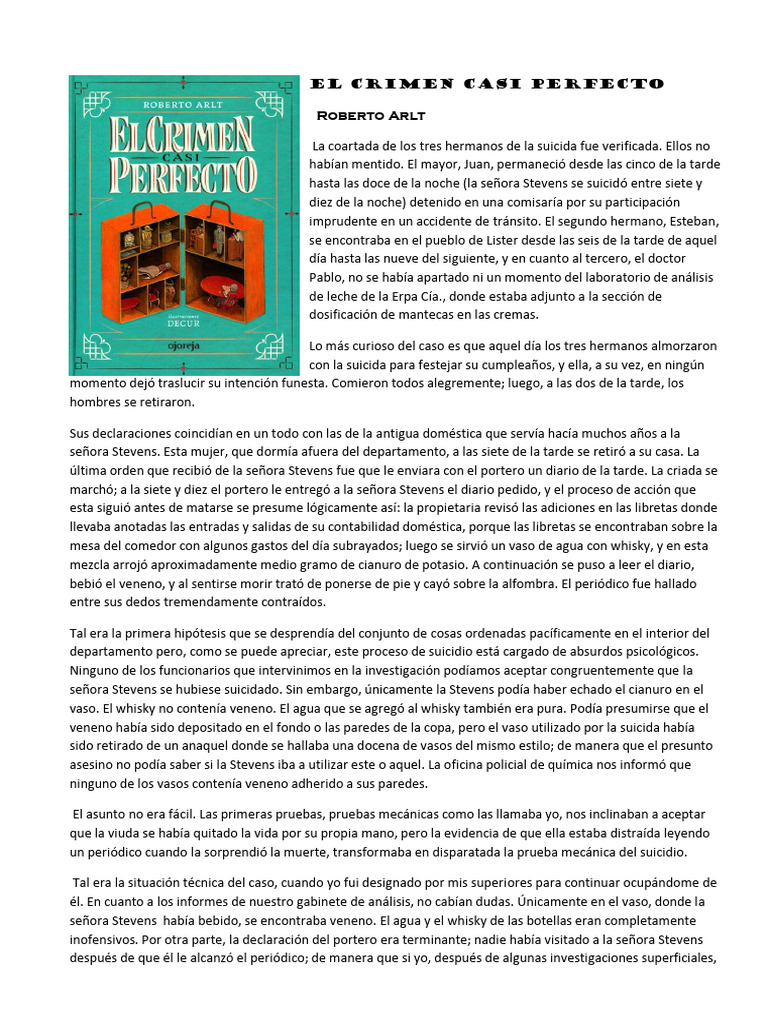 El Crimen Casi Perfecto | PDF | Asunto (gramática) | Predicado (Gramática)