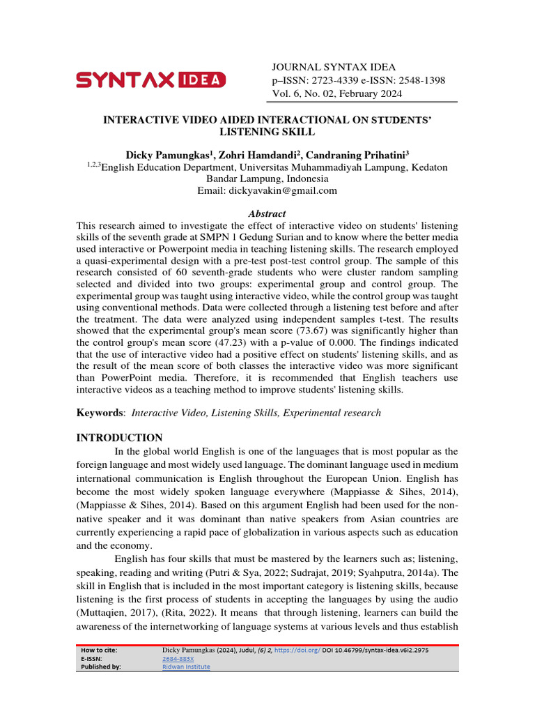 Interactive Video Aided Interactional On Students | PDF | Teachers | Learning