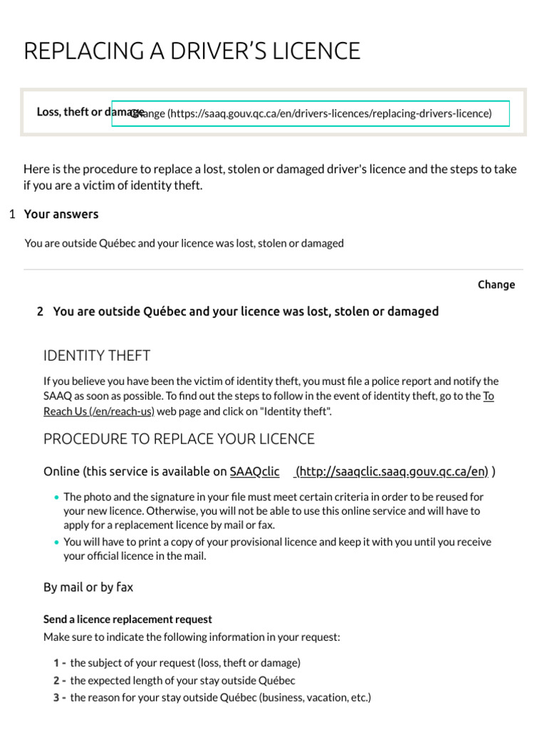Replace Lost Driver's License in Quebec | PDF | Driver's License ...