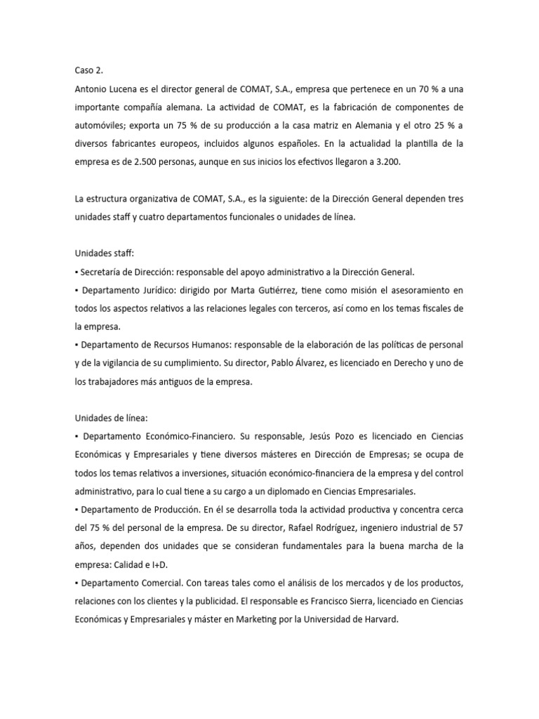 Análisis de Crisis en COMAT, S.A. | PDF | Business | Gestión de recursos humanos