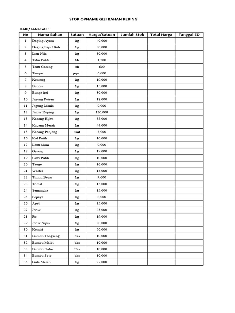 Blanko Stok Opname 2024 | PDF