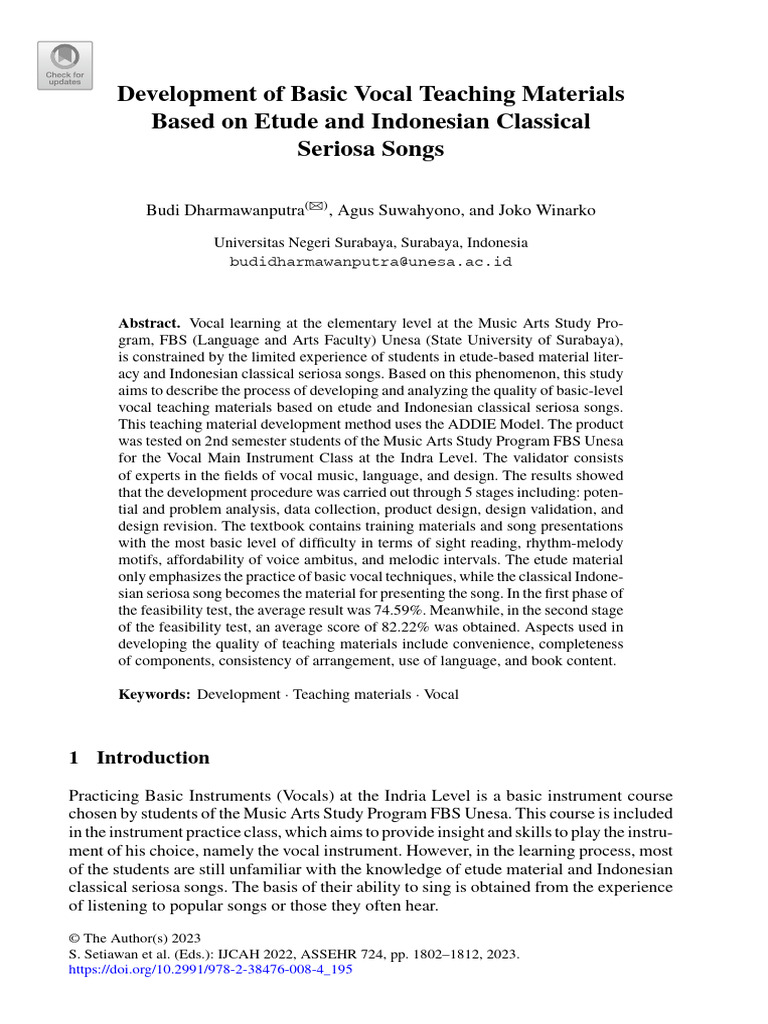 Basic Vocal Teaching Materials Development | PDF | Singing | Learning