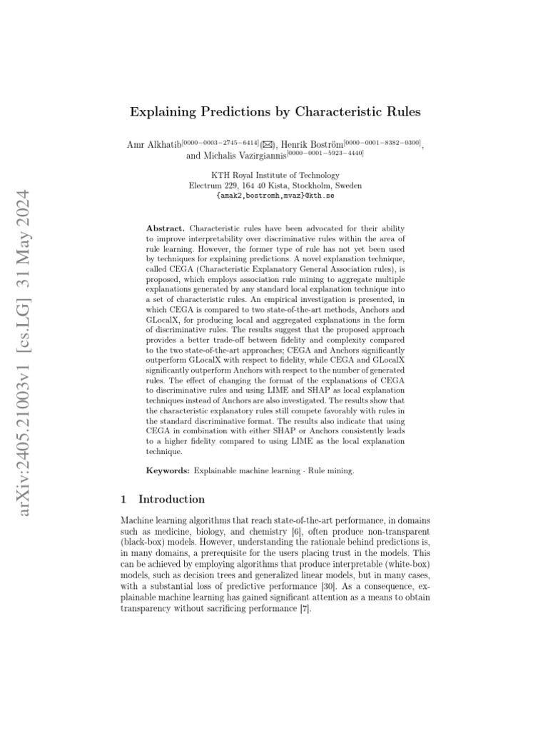 Explaining Predictions by Characteristic Rules | PDF | Machine Learning | Receiver Operating ...