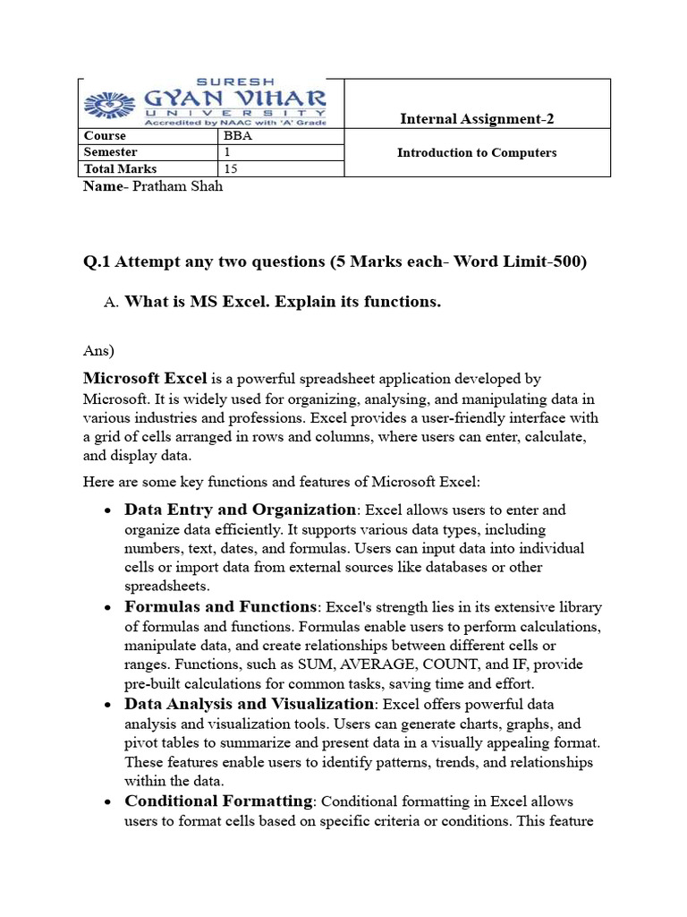 Introduction To Computers 2 | PDF | Microsoft Excel | Microsoft Office