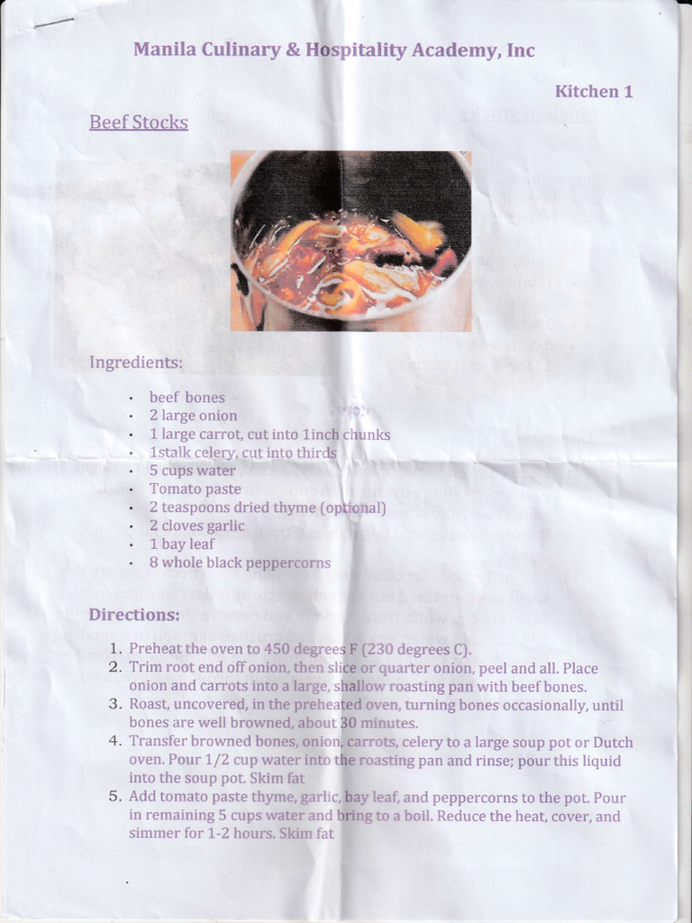 Stocks Recipe | PDF | Stock (Food) | Food And Drink Preparation