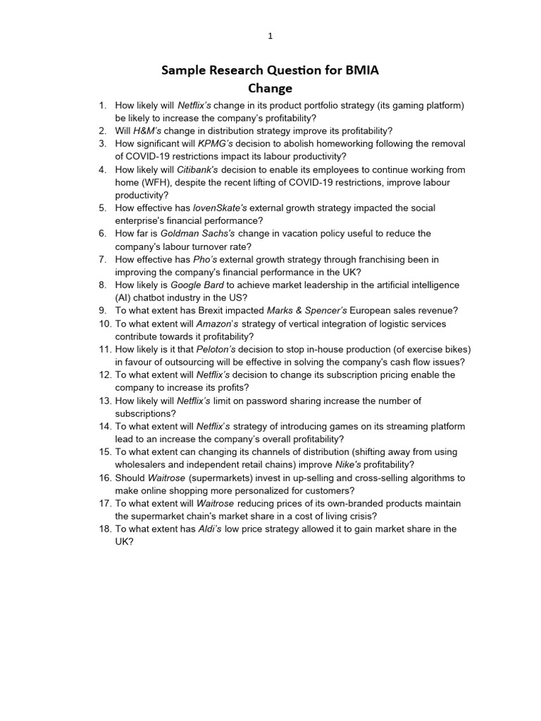 Sample Research Question | PDF | Cost Of Living | Sustainability