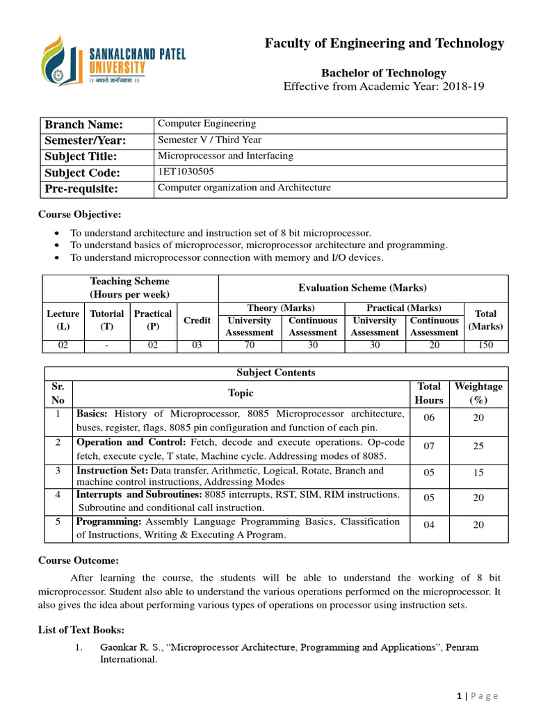 Microprocessor and Interfacing Course Guide | PDF | Central Processing ...