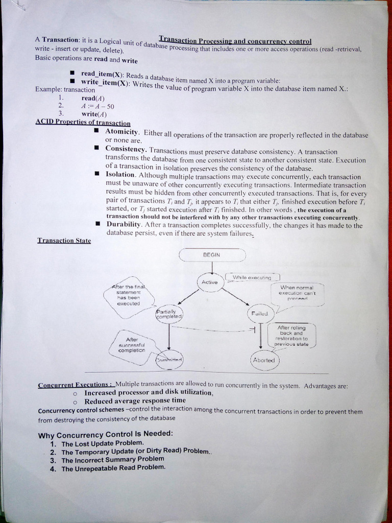 Dbms Transaction Processing And Concurrency Control Pdf